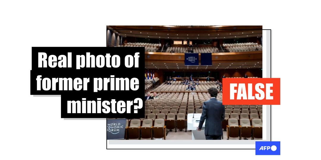 Image of Trudeau speaking to empty WEF hall is AI-generated - CEDMO